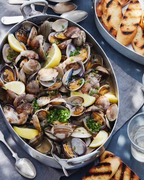 Steamed Clams with Garlic and Chives - What's Gaby Cooking