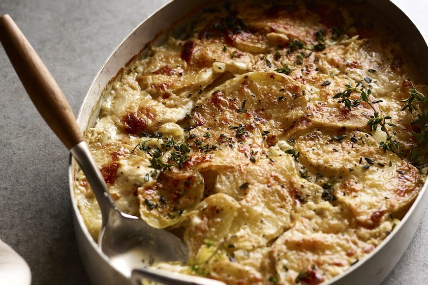 Cheesy Potato Gratin with Caramelized Onions - What's Gaby Cooking