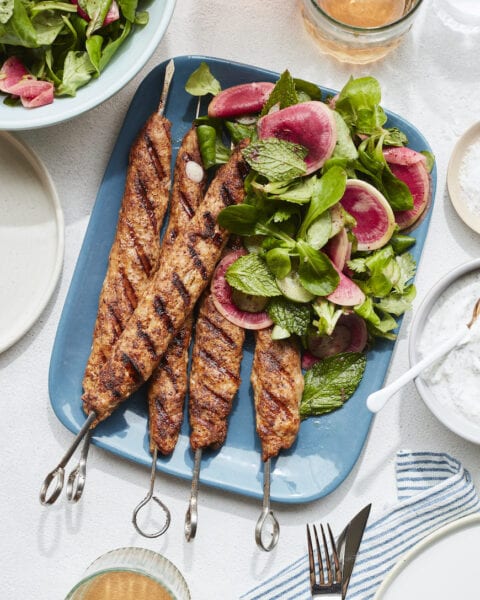 Spiced Chicken Kebabs with Yogurt Sauce - What's Gaby Cooking