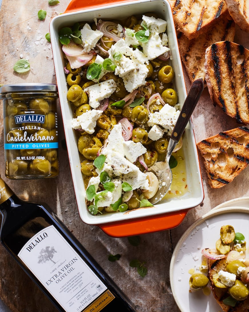 Spicy Roasted Castelvetrano Olives with Feta - What's Gaby Cooking