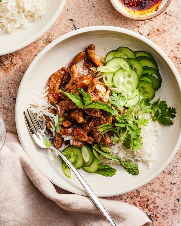 Sticky Glazed Pork Rice Bowls - What's Gaby Cooking