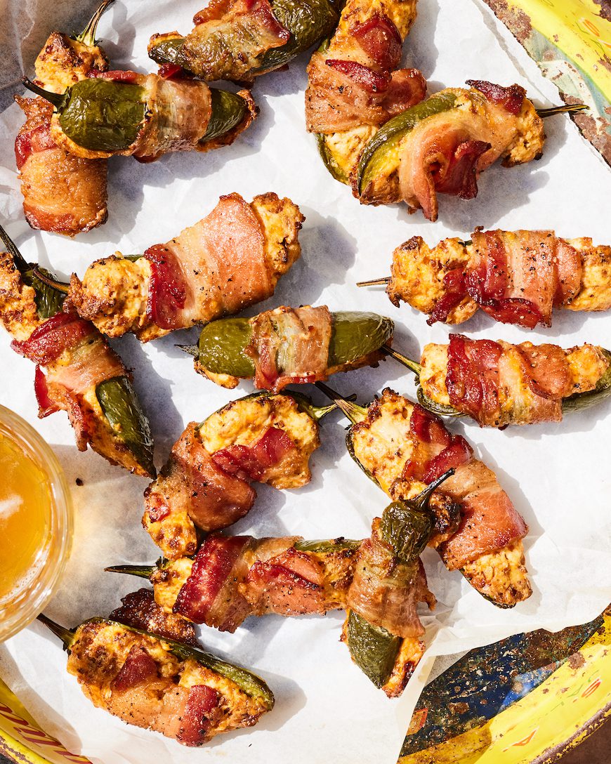 Bacon Wrapped Cheesy Chorizo Stuffed Jalapeños - What's Gaby Cooking